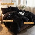 Xege 3 Pieces Furry Plush Duvet Cover Set Black Faux Fur Comforter