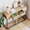 LAZZO Rattan Console Table with 3 Drawers, Dark Brown - Walmart.com
