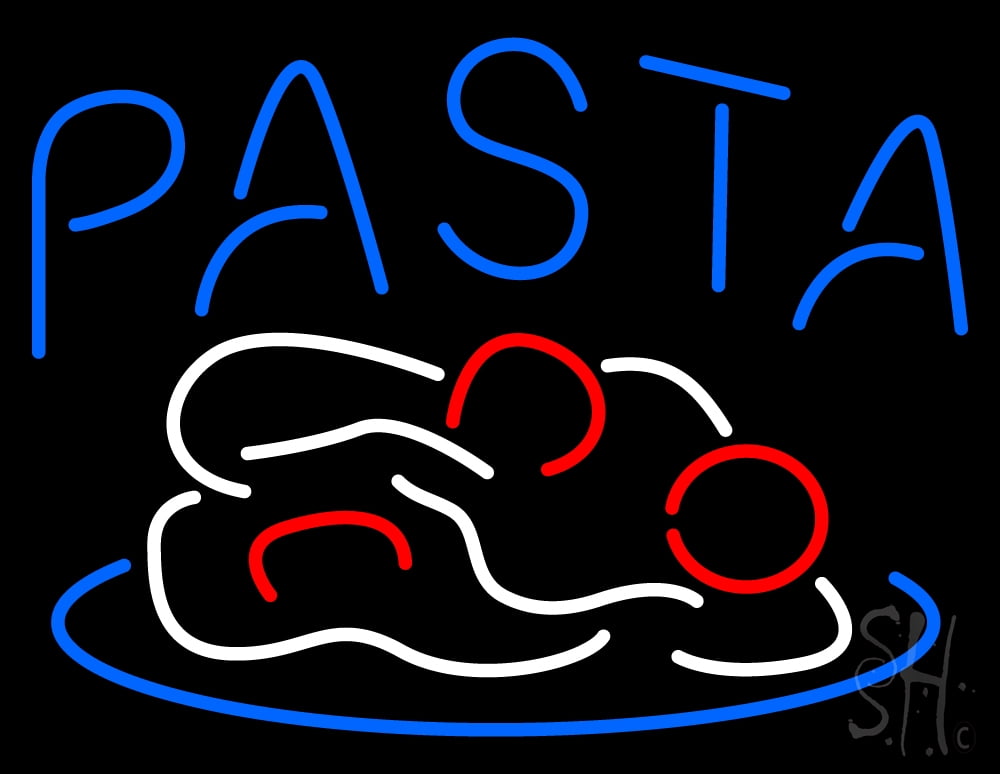 Pasta Logo LED Neon Sign 24 x 31 - inches, Black Square Cut Acrylic ...