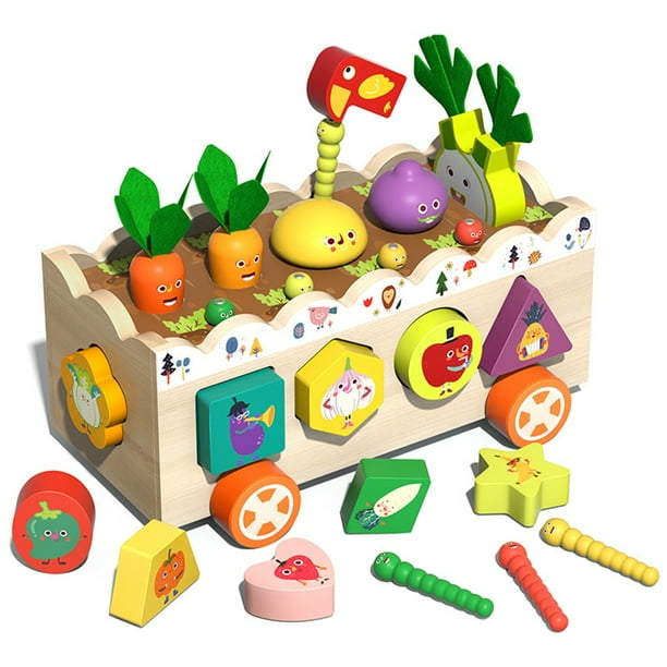 Baby Wooden Toys Multi-functional Fruits Vegetables Shape Sorting ...