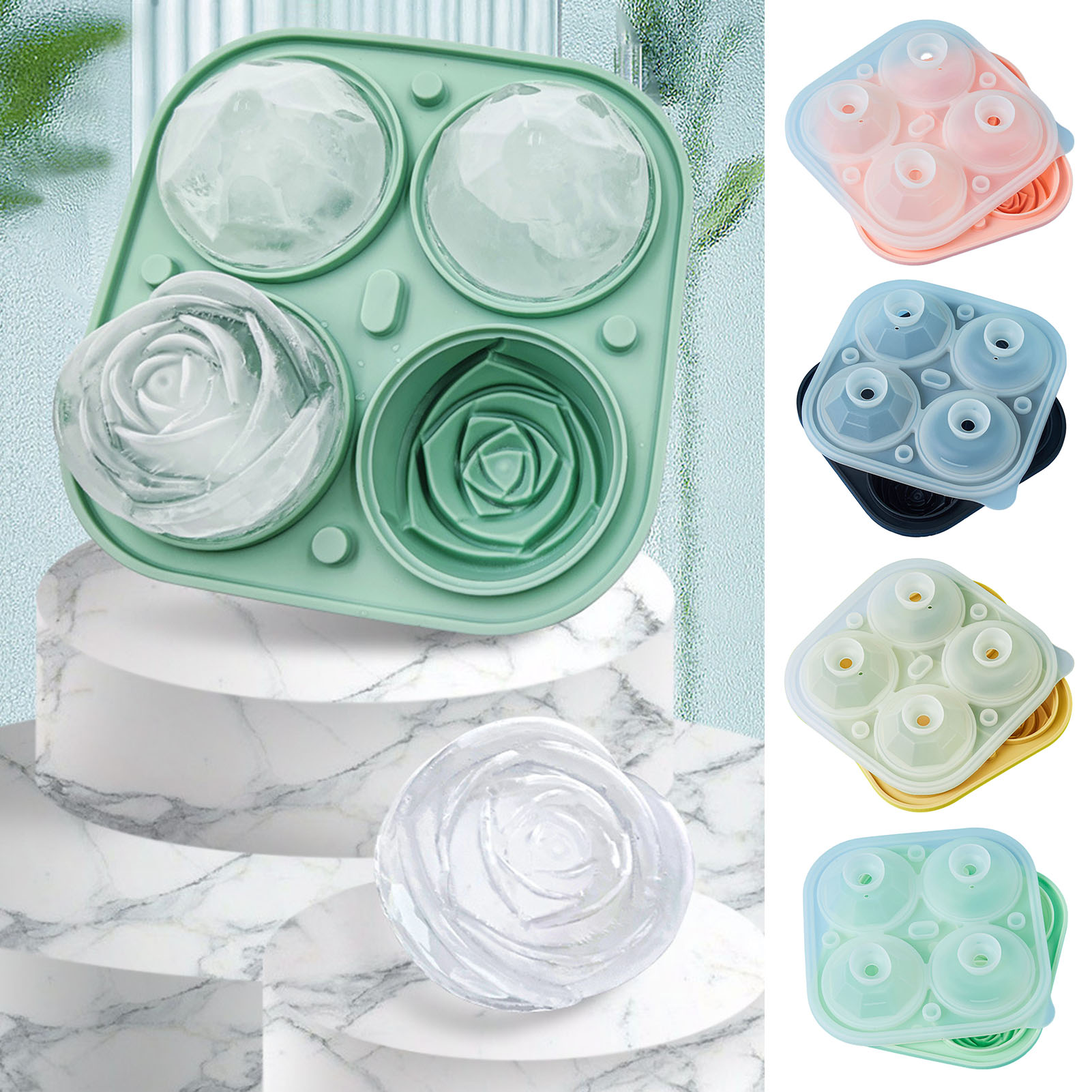 Food Grade Non-Stick Cold Resistant Ice Cube Mold - Rose Shape ...