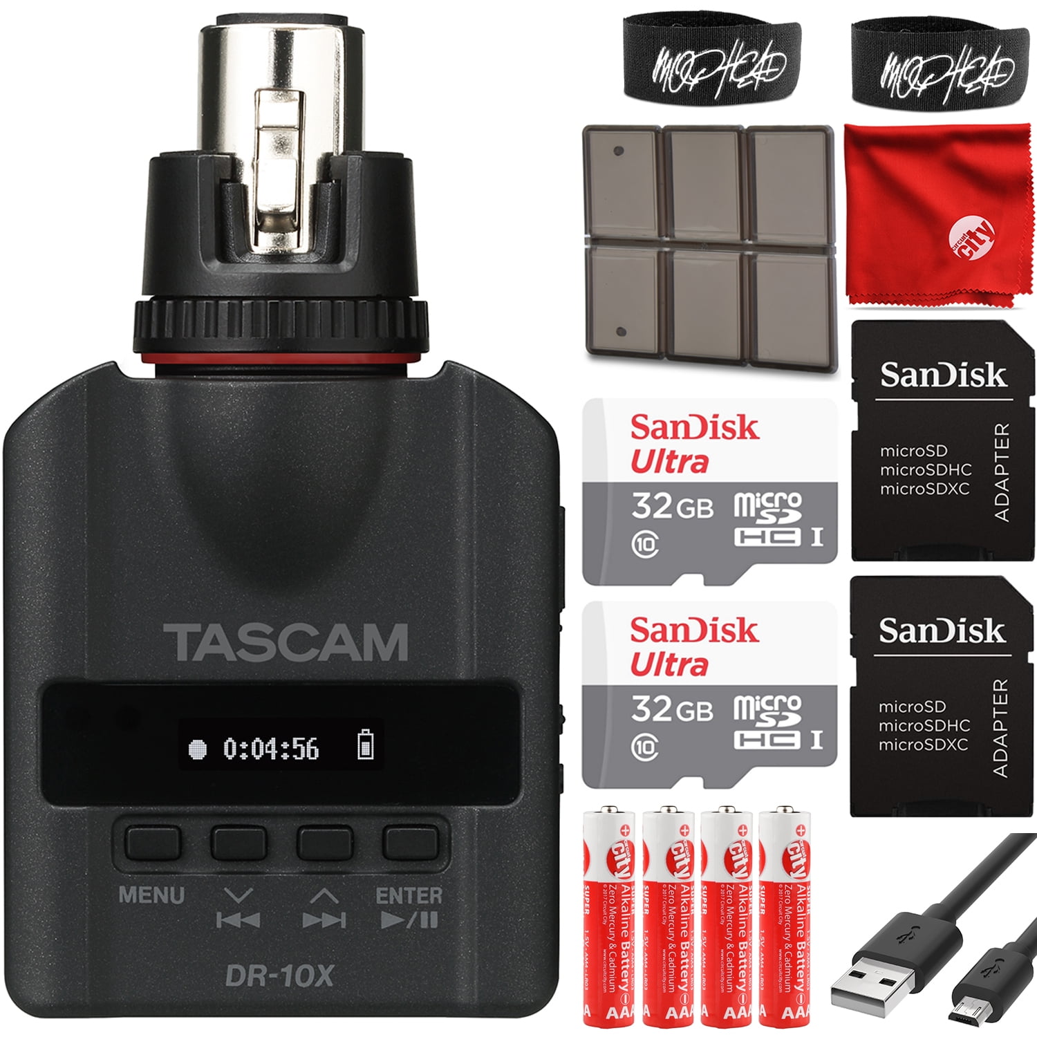 Tascam DR-10X Micro Linear Plug-On Audio Recorder Bundle with 2x 32GB ...