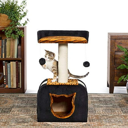 Prevue Pet Products Tiger Pattern Cat-Face Hide-Away with Lounger and ...