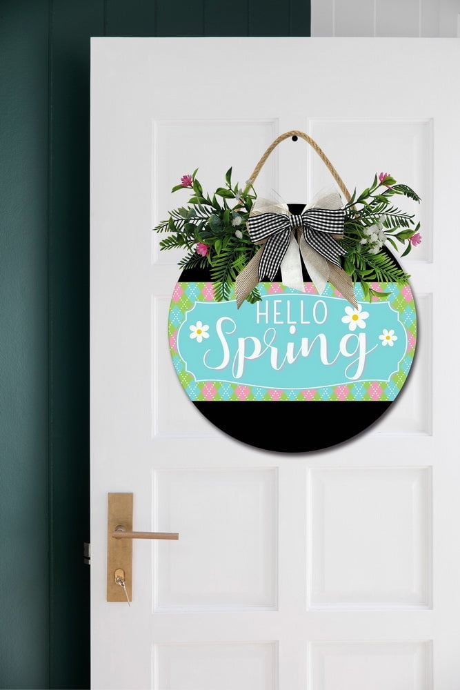 Eveokoki Front Door Porch Decorations Hello Spring Door Hanging Sign 11 ...