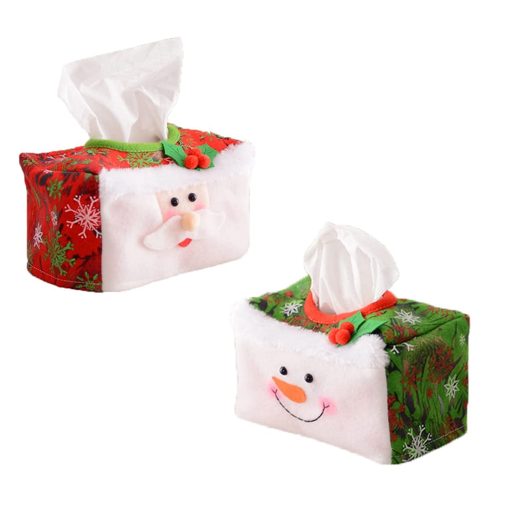 Christmas Tissue Box Cover, 2 Pieces Tissue Box Decoration Christmas ...