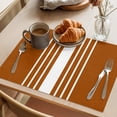 Abstract White Striped Cotton Linen Placemats Set of 1, Simple Brown ...