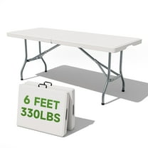 Folding Table 6 Foot - Heavy Duty 330LBS Capacity, Sturdy & Foldable ...