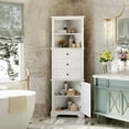 MAYEERTY White Triangle Tall Cabinet 3 Drawers Adjustable Shelves MDF ...