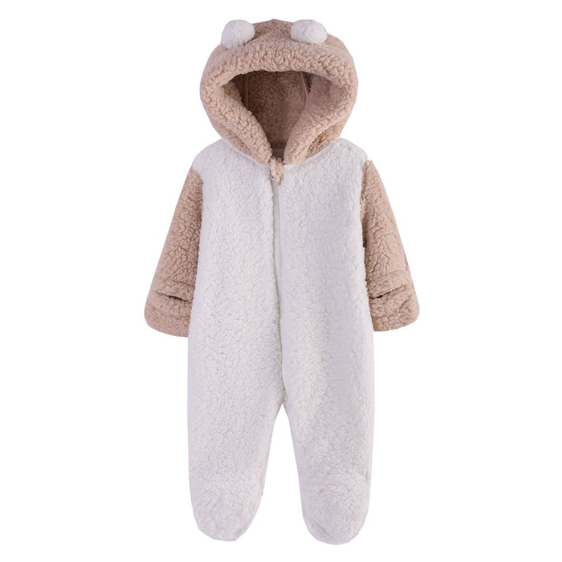 FELEMO Newborn Infant Toddler Winter Romper(White&Brown/3#) - Walmart.com