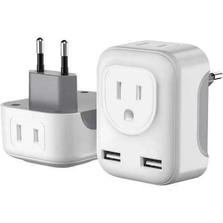 1 Pack European Travel Plug Adapter with 2 USB, Multifunctional ...