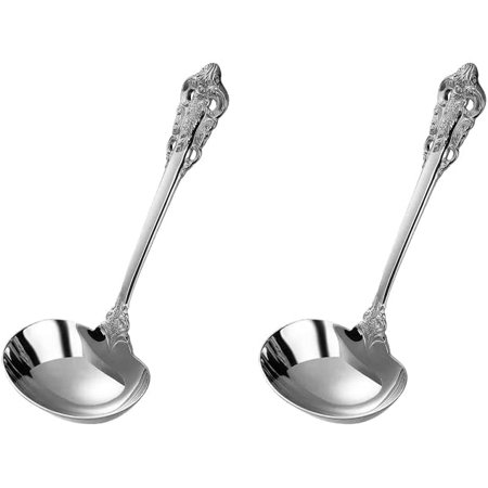2 Pieces 18/10 Stainless Steel Deep Soup Spoon 6.5 Inches Long 2.76 ...