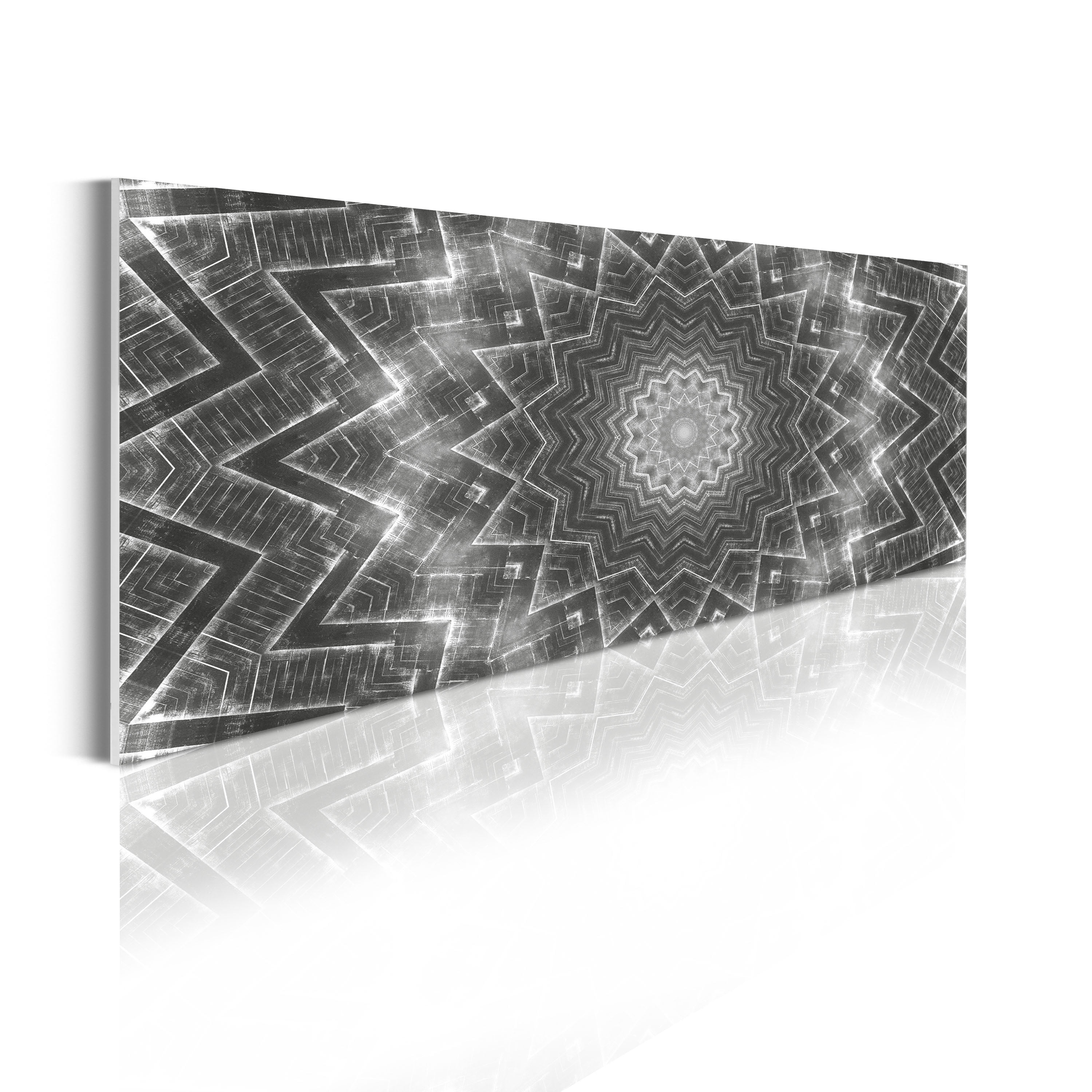 Mandala Acrylic Glass Wall Art, Grayscale Optical Illusion Concept ...