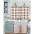 Brown White Square Plaid Short Blackout Curtains 36 Inch Long,Lines ...