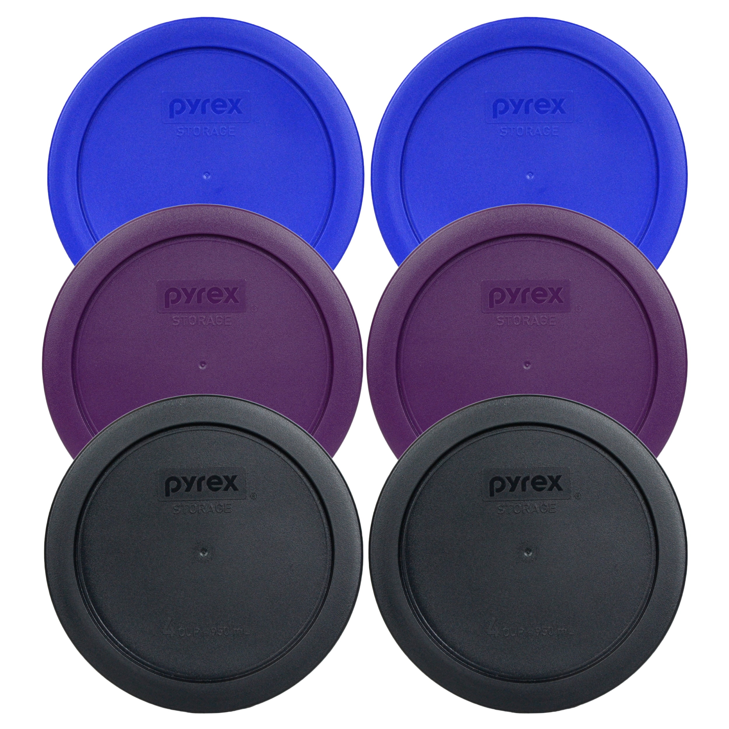Pyrex Replacement Lid 7201-PC (2) Cobalt Blue, (2) Purple and (2) Black ...