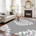 Baroque Grey Washable Rug 8x10 Area Rug for Living Room Bedroom Non ...