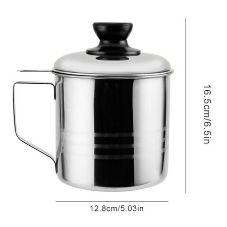 Oil Strainer Pot Stainless Steel Grease Container Oil Storage Can with ...