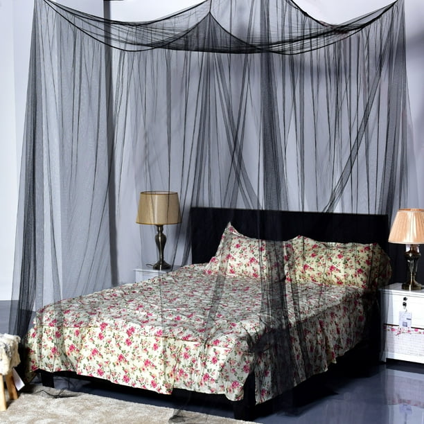 Black Solid Four-Poster Bed Canopy, by Costway - Walmart.com