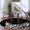 Civet Cat Round Rugs for Living Room 5ft Modern Black White Cat Face ...