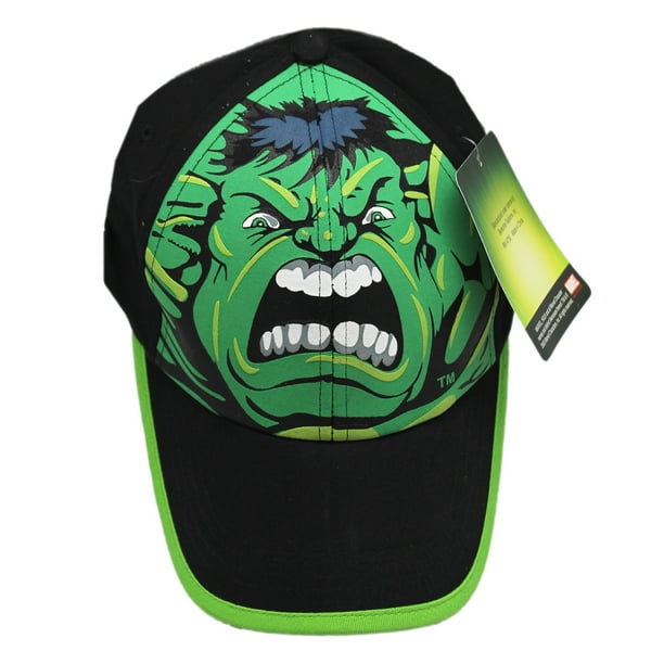 Baseball Cap - The Incredible Hulk Rage Graphic Black/Green Kids Velcro ...