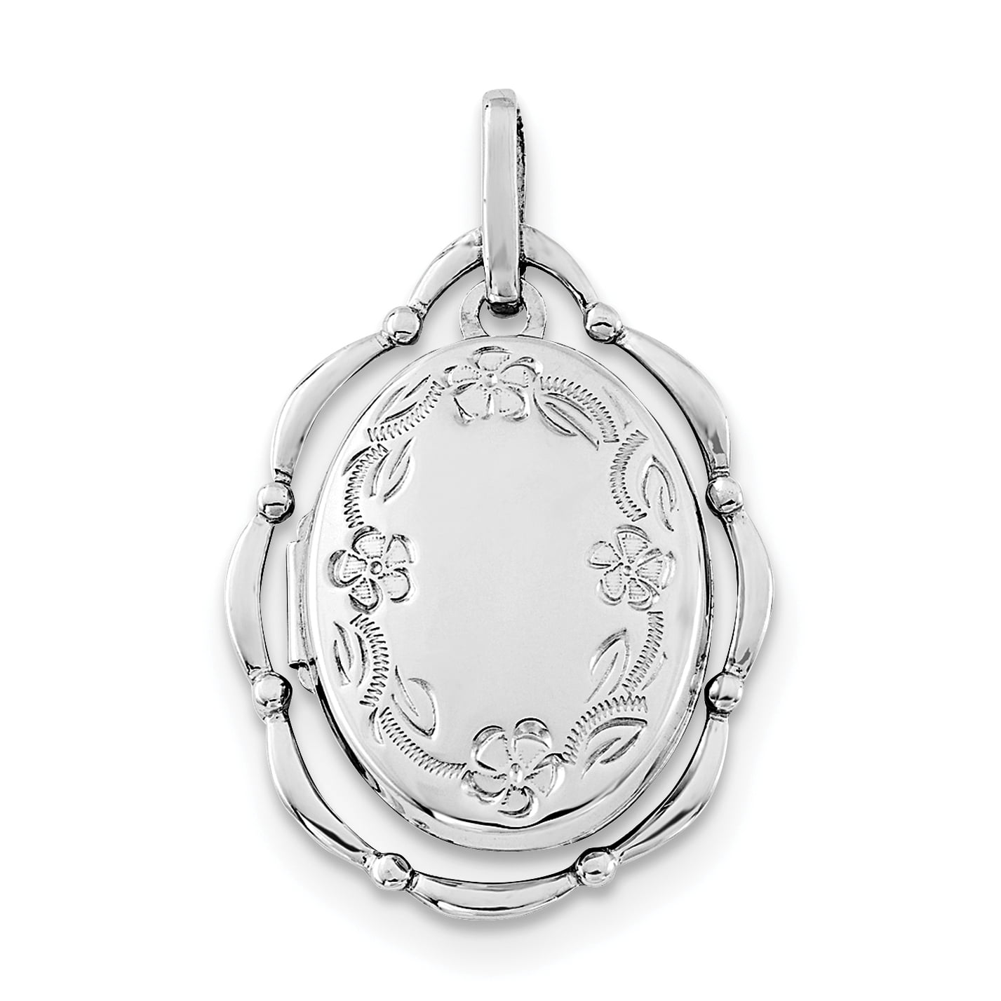 Sterling Silver Rhodium-plated 21x16mm Oval Locket QLS723 (2.54 grams ...