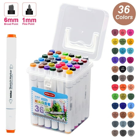 36 Colors Art Markers Set Dual Heads Broad Fine Point Based Marker Pens ...