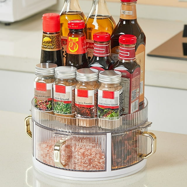 ODOMY 2 Tier Lazy Susan Organizer,11" Clear Tiered Lazy Susan Spice ...