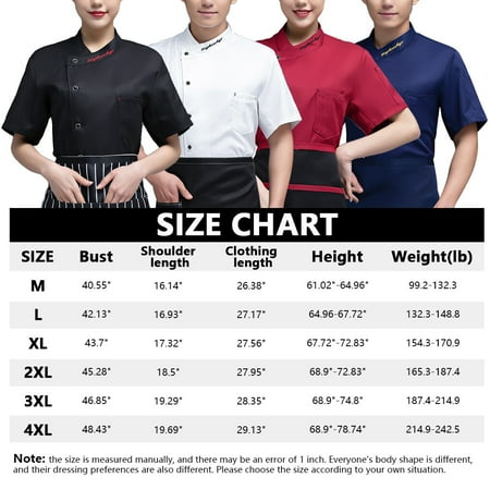 juguse Summer Chef Coat Polyester Chef Uniform Buttons with Front ...