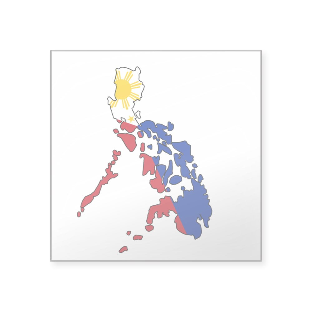 CafePress - Philippine Flag And Map Decal Sticker - Square Sticker 3" x ...