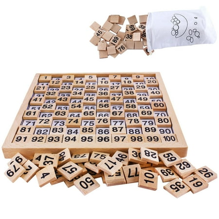 Sruiluo 100 Wooden Tiles Black Numbers Wood 100 Consecutive Numbers ...