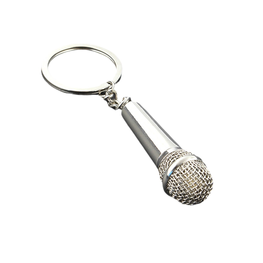 Frcolor 2Pcs Microphone Shaped Keychain Metal Keyring Practical Key ...