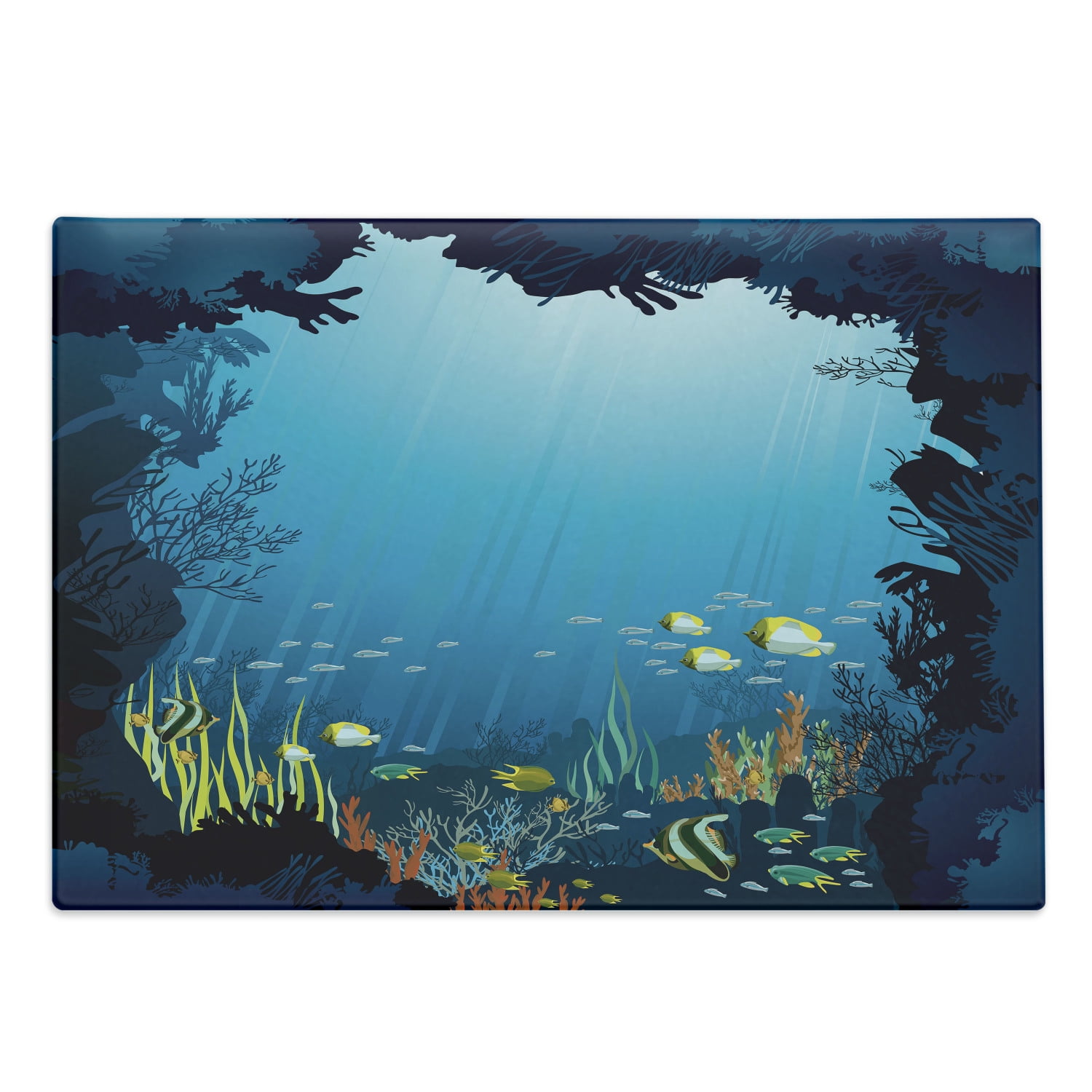 Ocean Cutting Board, Topical Underwater Cave Fishes Swimming Marine ...