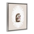 Stupell Industries Vintage Bow Hedgehog on Gingham Gray Framed Floater ...
