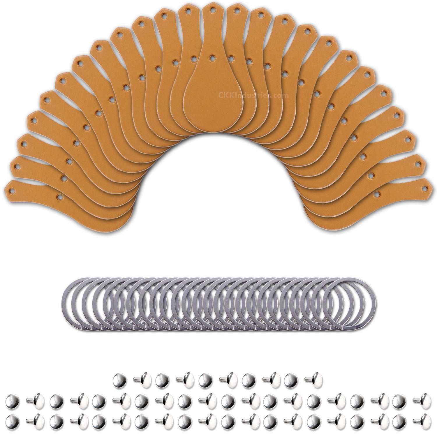 Leather Key Fob Kit - London Tan Leather (8-9oz) - Rivet (Nickel) - Key ...