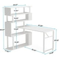 Tribesigns Rotating Computer Desk with 5 Shelves Bookshelf, Modern L ...