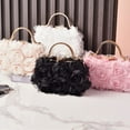 3D Rose Flower Evening Handbag with Rhinestones Top Handle for Prom and ...