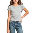 BXJX Girls Cotton T-shirts, Crew Neck Casual Short Sleeve Stretchable ...