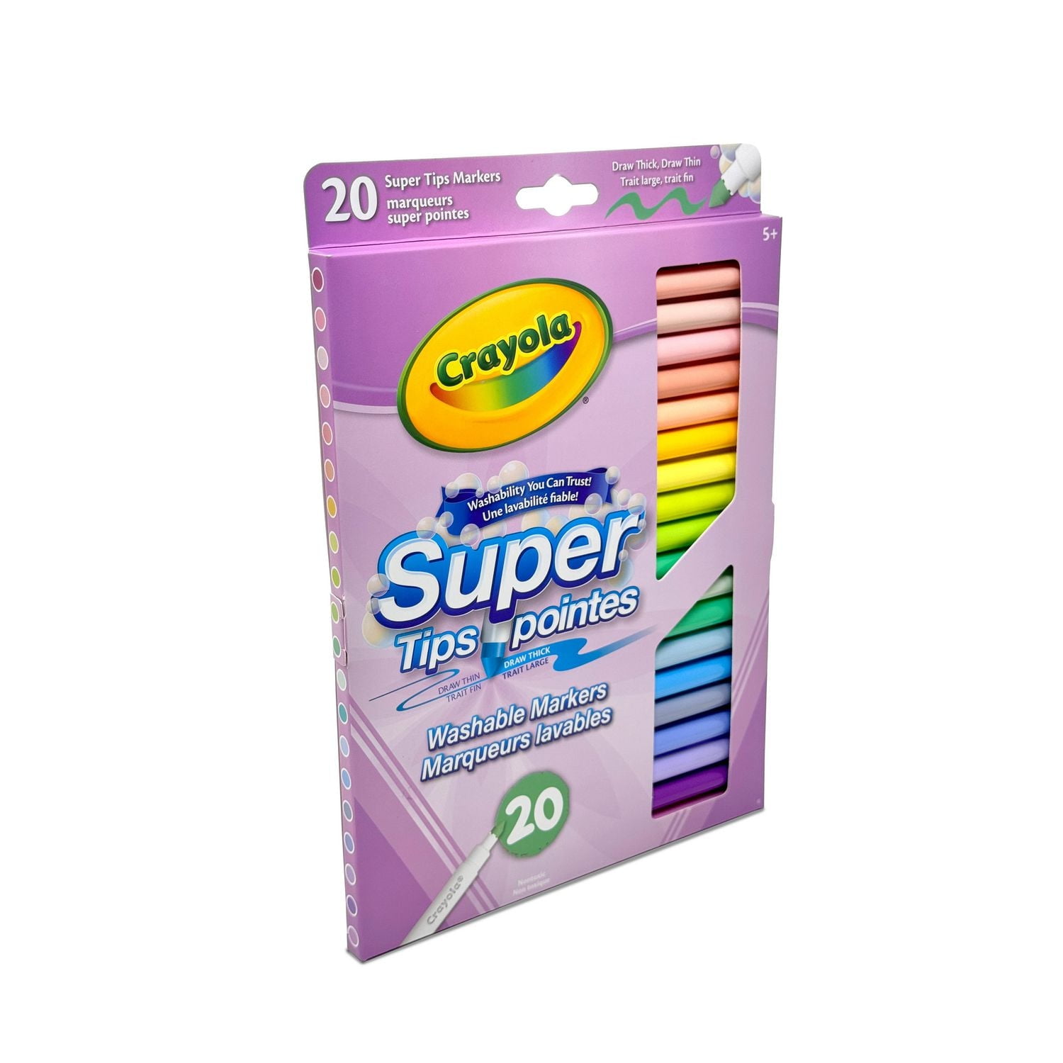 Crayola Super Tips Pastel Washable Markers, 20 Count, 20CT PASTEL ...