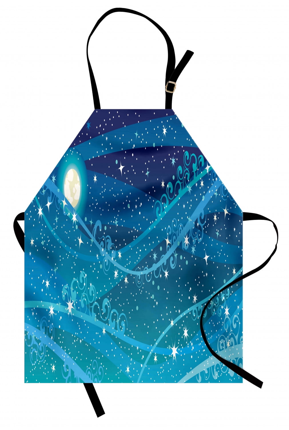 Starry Night Apron Night Sky with Full Moon Astronomy Theme Dots ...