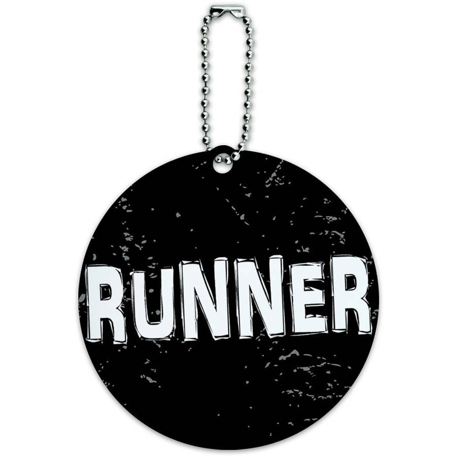 Runner Distressed Round Luggage ID Tag Card for Suitcase or Carry-On ...