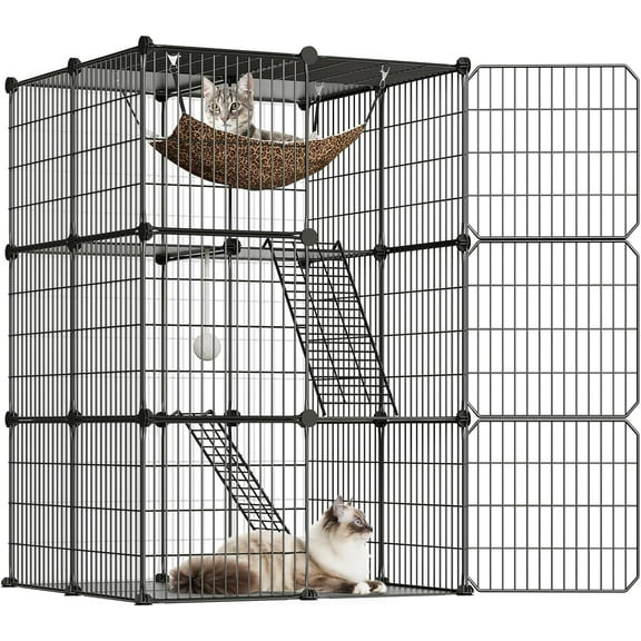 "DEXTRUS Large Indoor Outdoor Cat Cage 4-Tier Kennels with Metal ...
