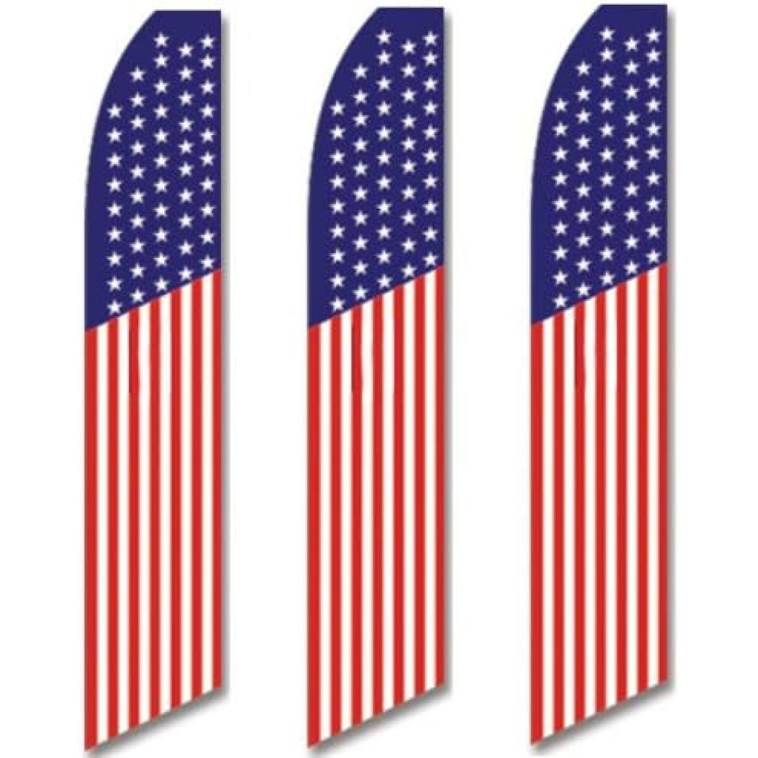 3 (three) Pack Tall Swooper Flags USA United States American Flag ...