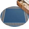 Abstract Greek Inspired Geometric Art Round Rug 5ft Black Twist Lines ...