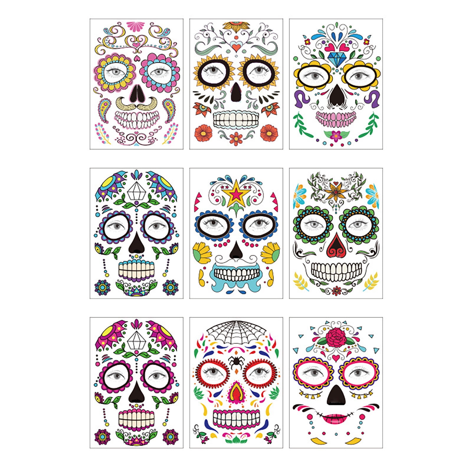 Fridja Halloween Face Tattoos Sticker 9 Sheets Face Mask Tattoo For ...