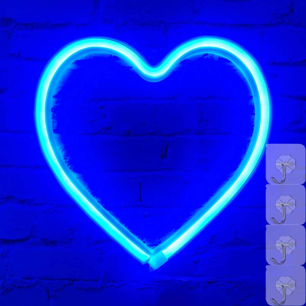 Ledander Heart Neon Signs, USB or 3-AA Battery Powered Neon Light, LED ...