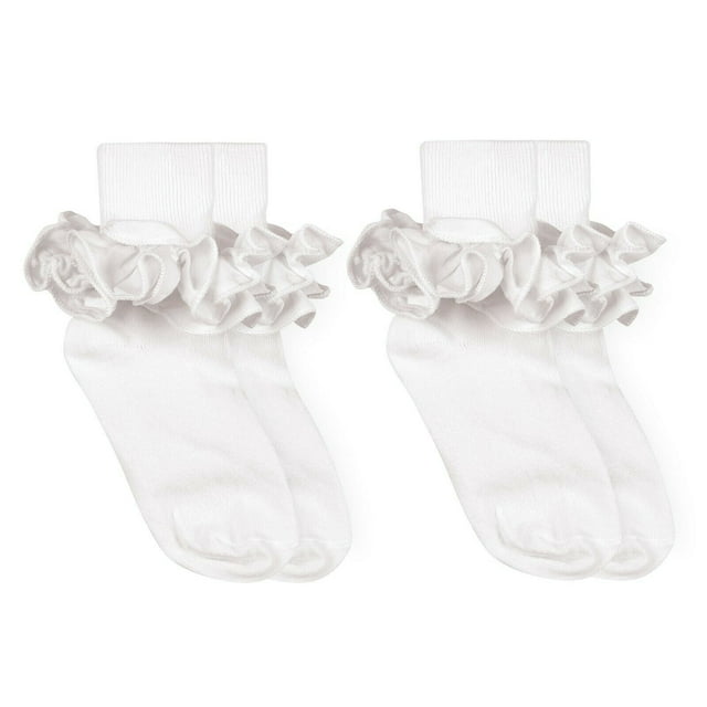 Jefferies Socks Girls Socks, 2 Pair Misty Ruffle Turn Cuff Cotton Socks ...