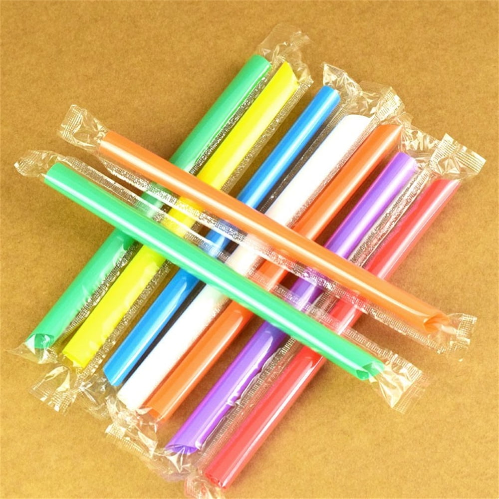 Tutuviw Multicolor Disposable Plastic Straw, Individually Wrapped ...