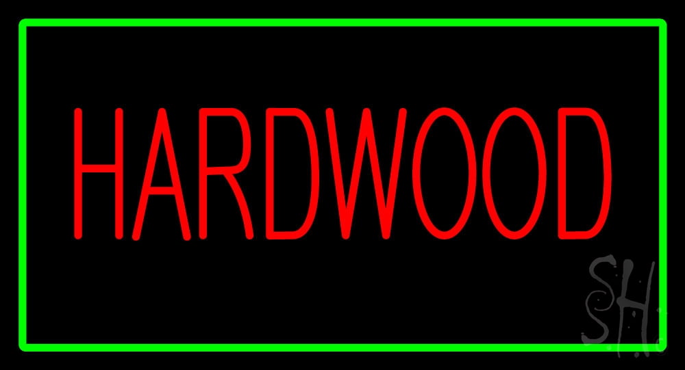 Hardwood Rectangle Green LED Neon Sign 13" Tall x 24" Wide - inches ...