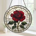 Romantic Rose Window Sun Catcher, Bright Stained Glass Style Hanging ...