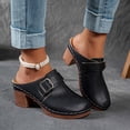 Block Heel Mule Clogs for Women 2026 Summer Trendy Pu Leather Closed ...