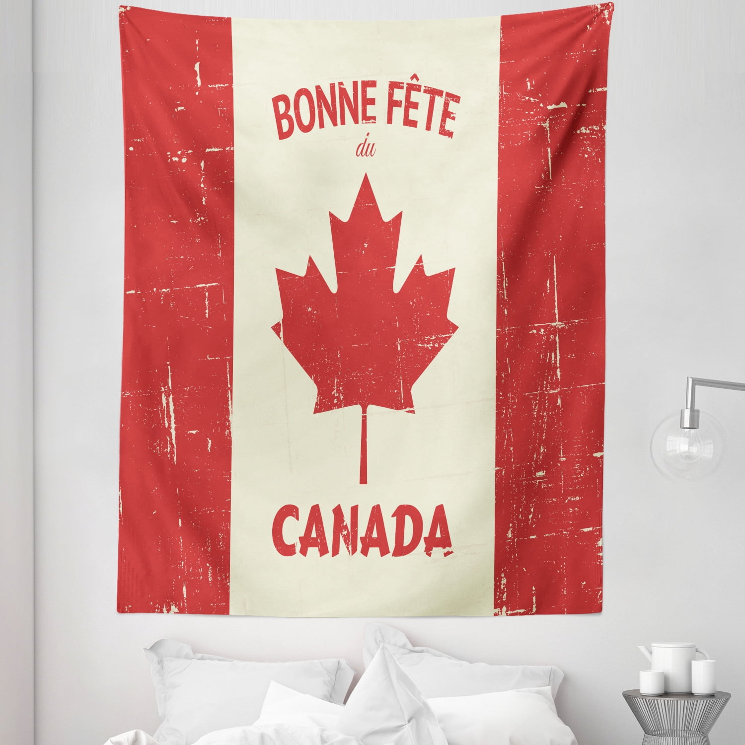 Canada Tapestry, Happy Canada Day Concept Bonne Fete du Canada Words on ...
